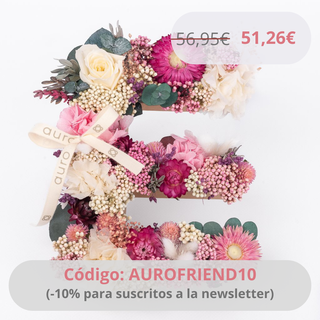 Letra de Flores Preservadas en Tonos Rosas